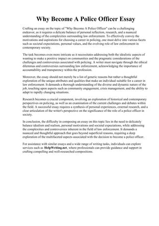 Why Become A Police Officer Essay. The Aim In Life To Become A Police ...
