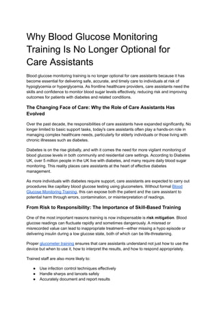 Why Blood Glucose Monitoring Training Is No Longer Optional for Care ...
