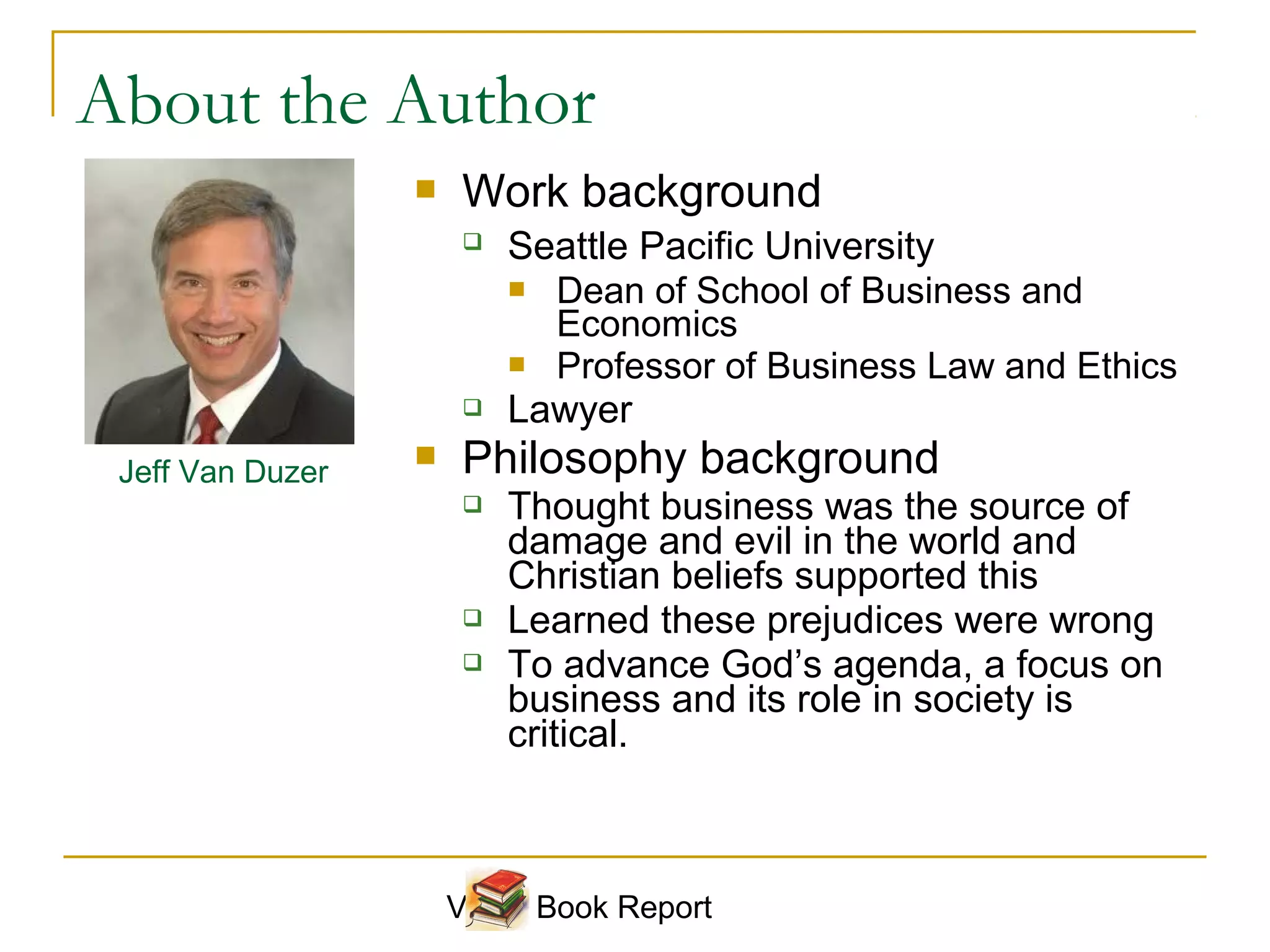 Book Report: Why Business Matters to God | PPT