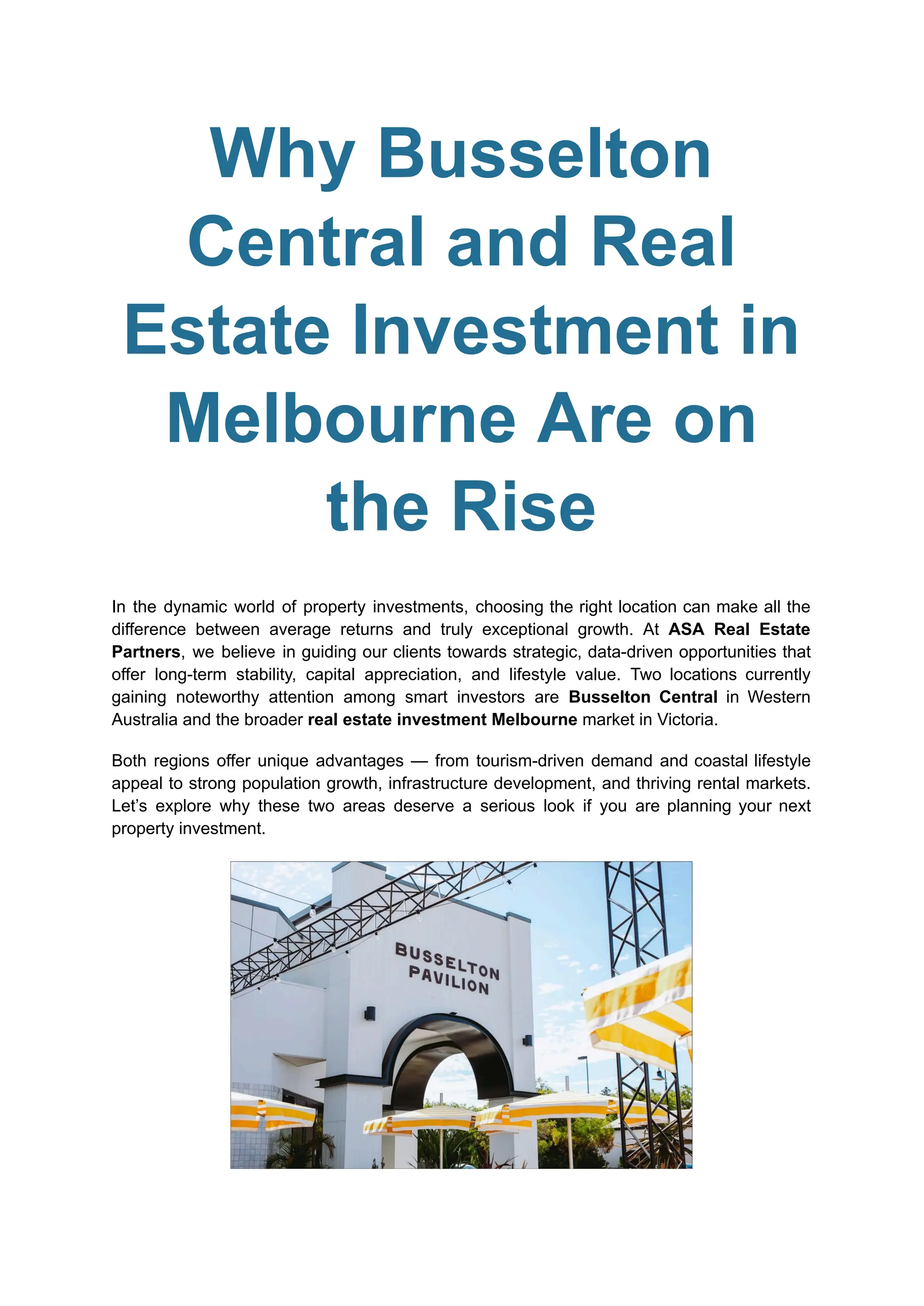 Why Busselton Central and Real Estate Investment in Melbourne Are on ...