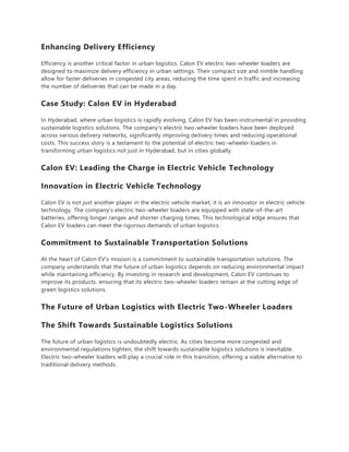 Why Calon EV Electric Two-Wheeler Loaders Are the Future of Urban ...