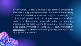 THE IMMIGRATION POLICY OF CANADA | PDF