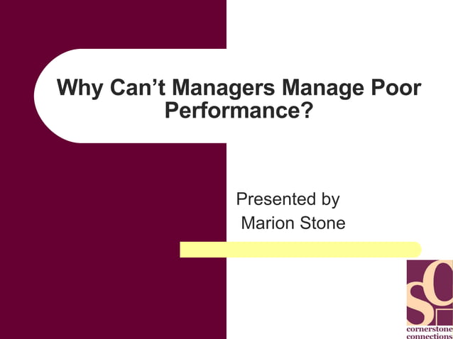 Why Can’T Managers Manage Poor Performance 2 | PPT | Resume Writing and ...