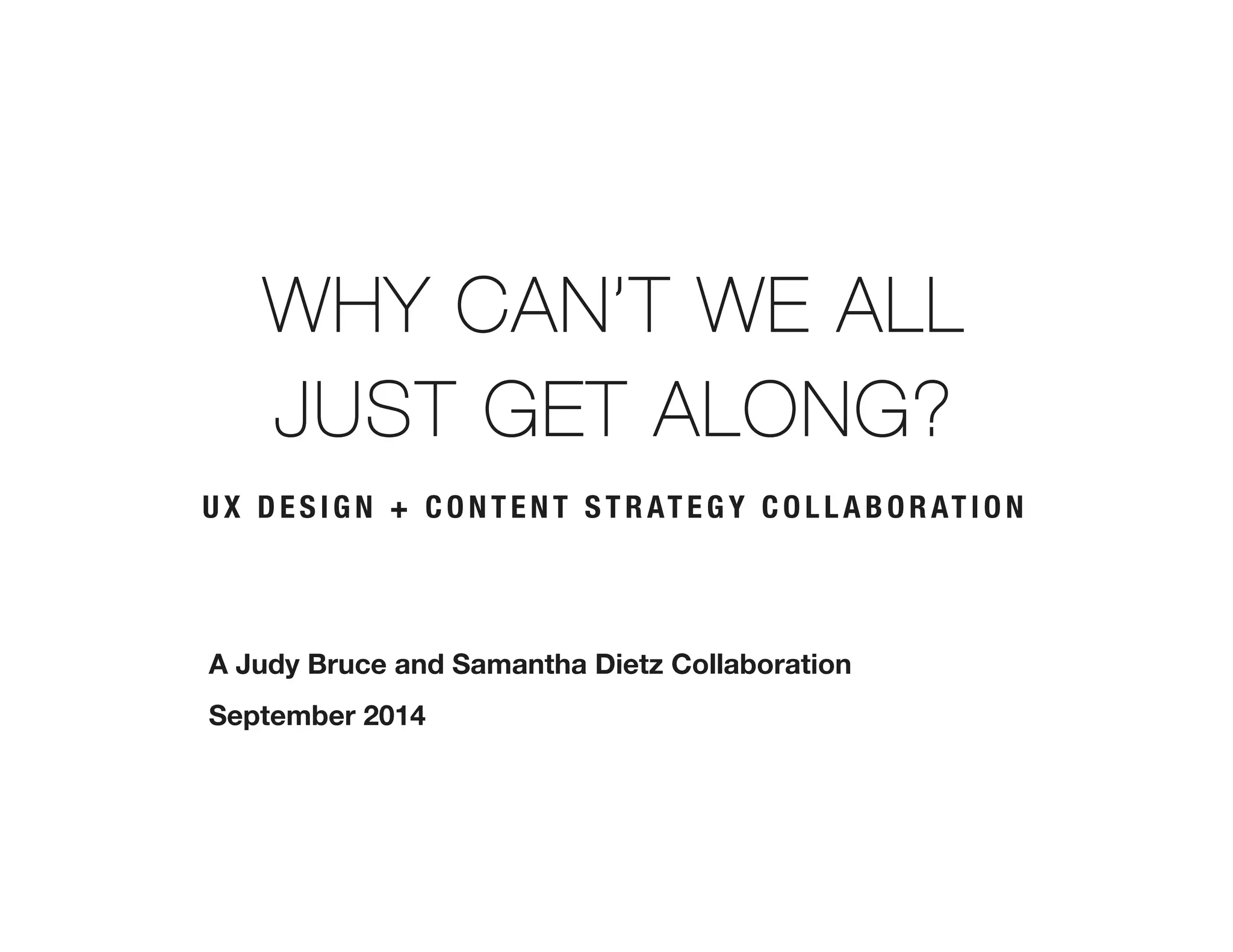 Why Can't We All Just Get Along? | PDF