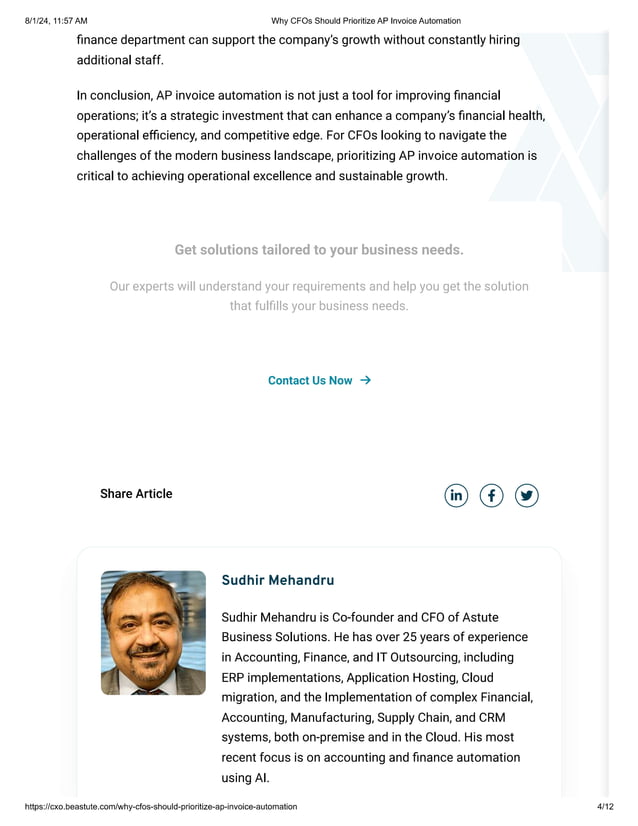 Why CFOs Should Prioritize AP Invoice Automation | PDF