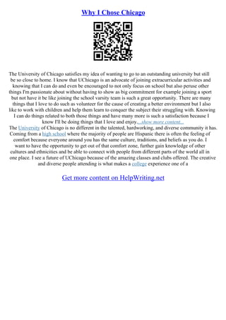 Why Chicago Essay | PDF