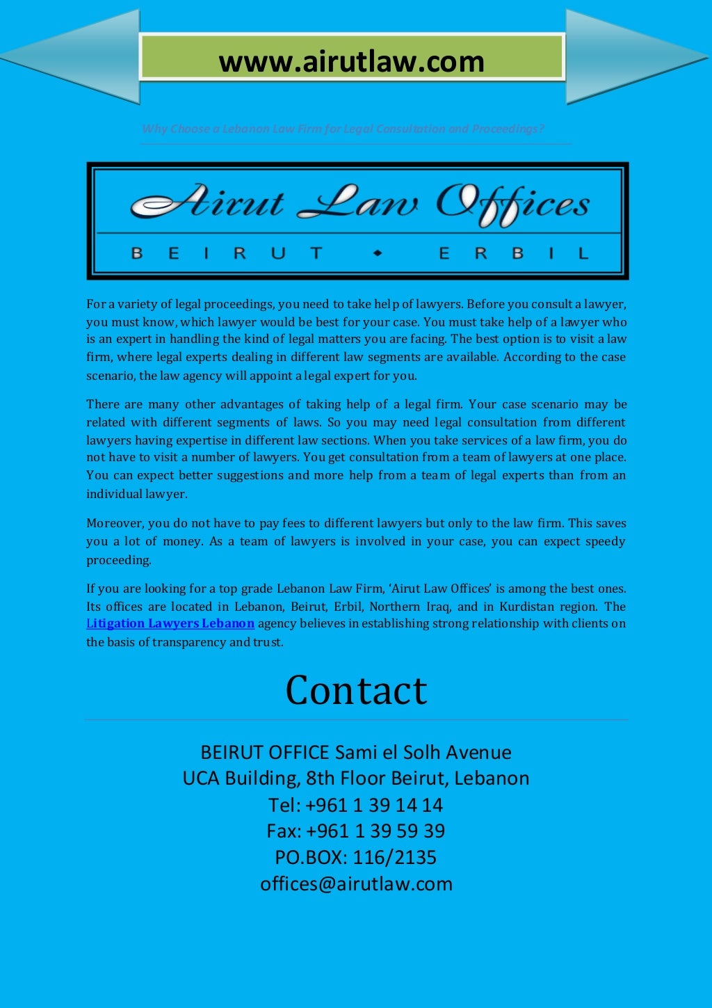 Why choose a lebanon law firm for legal consultation and proceedings