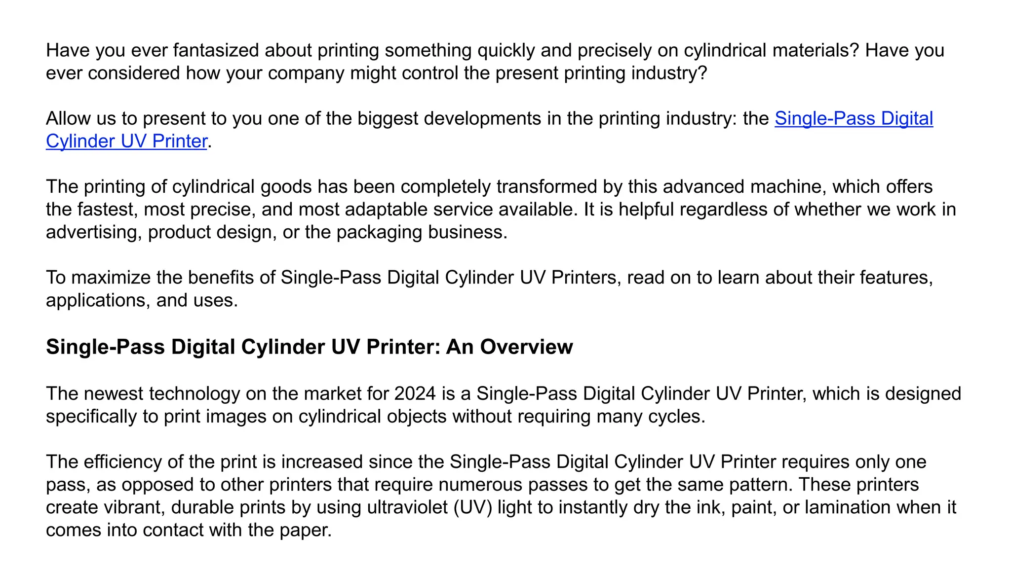 Why Choose a Single-Pass Digital Cylinder UV Printer 5 Compelling ...