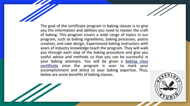 WHY CHOOSE BAKING CLASSES | PPT