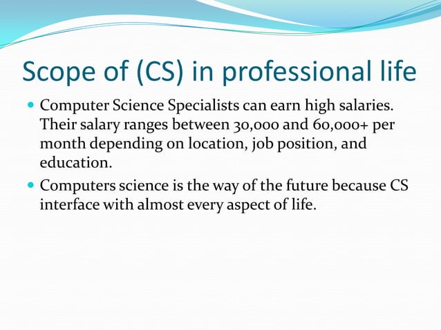 Why choose computer science | PPTX | Technology & Computing