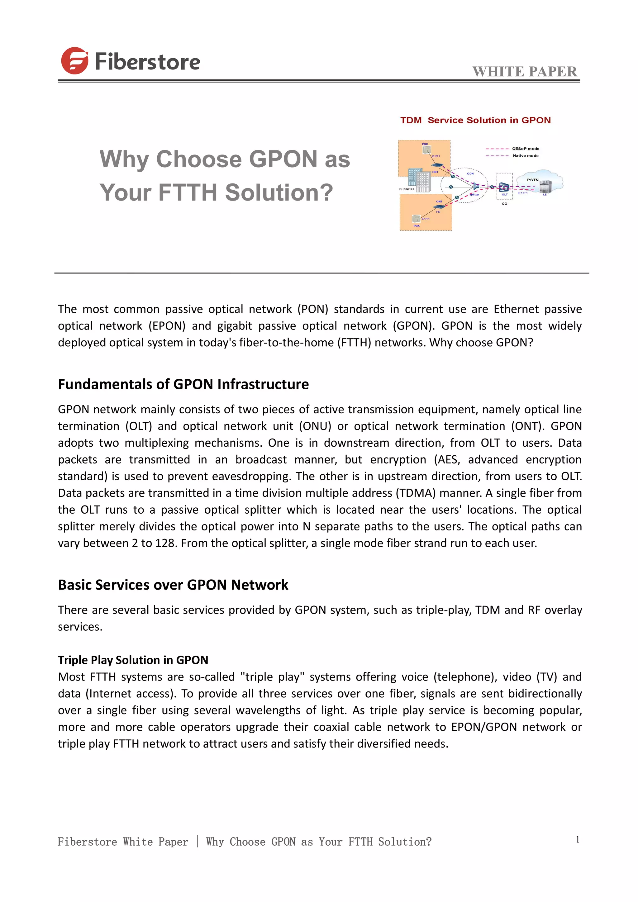 Why Choose GPON as Your FTTH Solution? | PDF | Internet | Computing