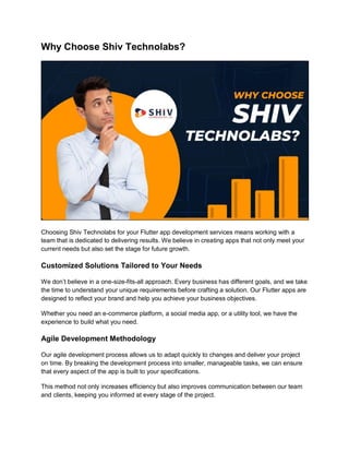 Top Reasons to Choose Shiv Technolabs for Flutter App Development | PDF