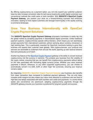 Why Choose XAIGATE’s OpenCart Crypto Payment Gateway | PDF