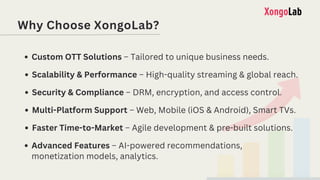 Why Choose XongoLab for OTT Platform Development | PDF
