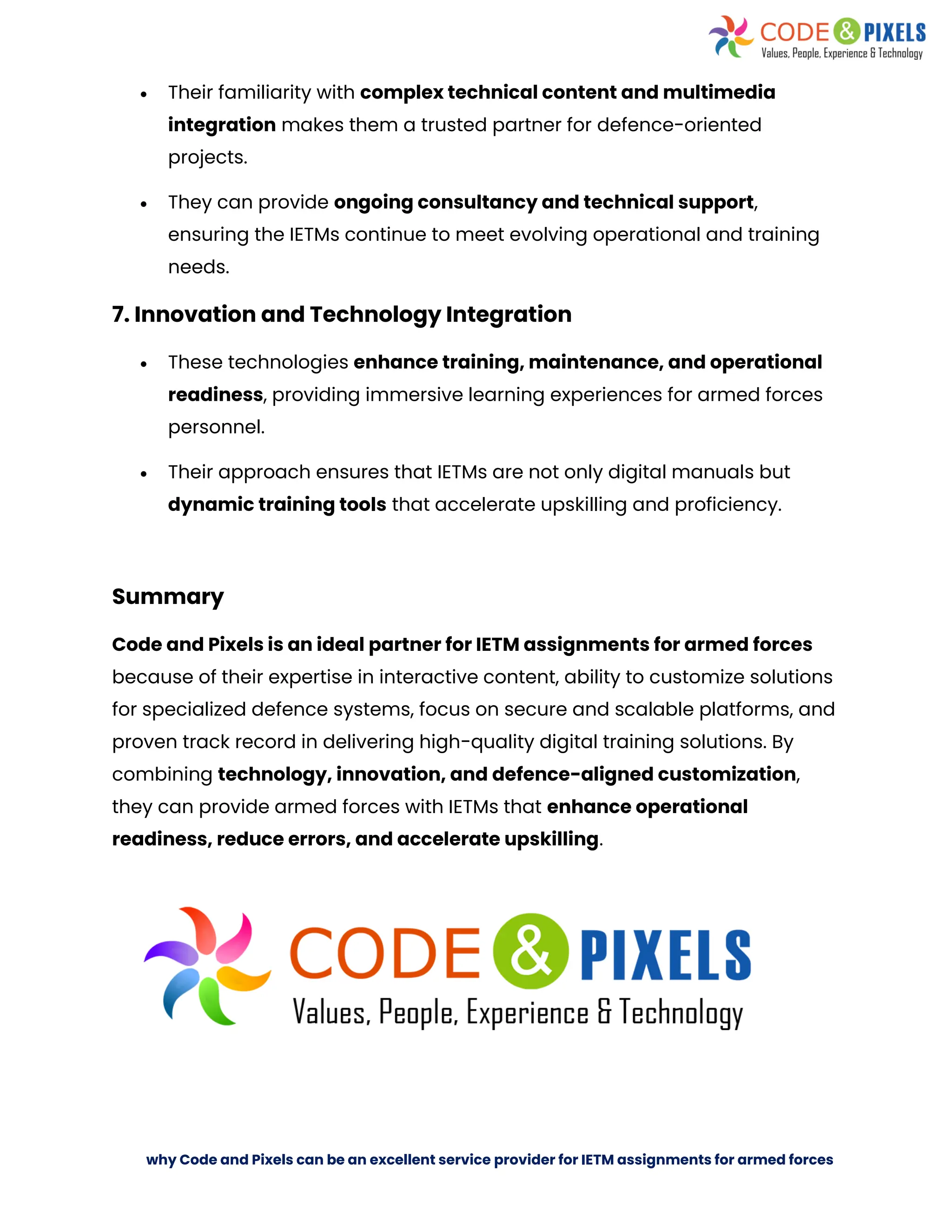 why Code and Pixels can be an excellent service provider for IETM assignments for armed forces.pdf