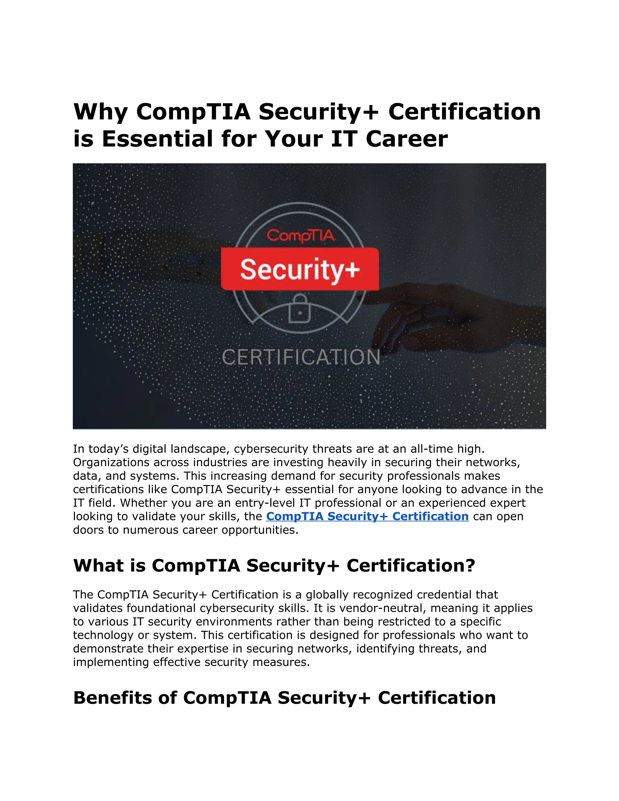 Why CompTIA Security+ Certification is Essential for Your IT Career.docx