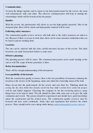 Why construction quality review is important in construction projects?