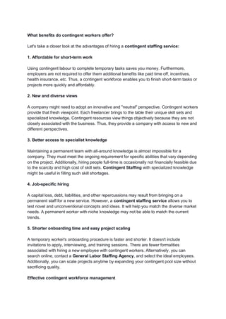Why Contingent Staffing Agencies Are the Future of Hiring | PDF