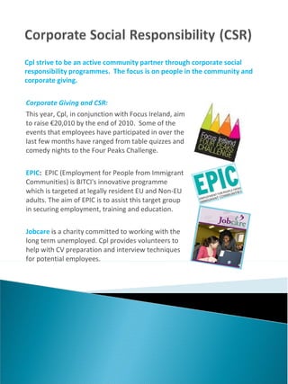 CPL - Work for the Best | PPT | Business | Business and Finance