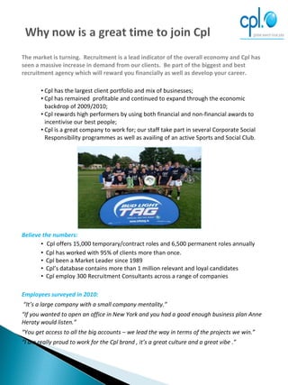 CPL - Work for the Best | PPT | Business | Business and Finance