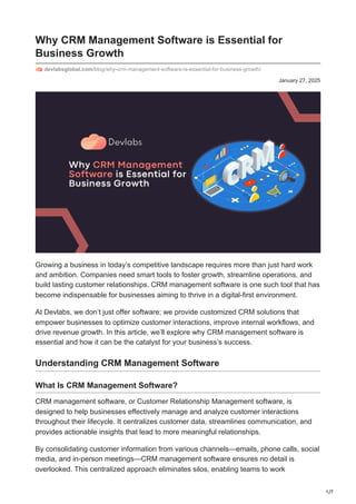 Why CRM Management Software is Essential for Business Growth | PDF