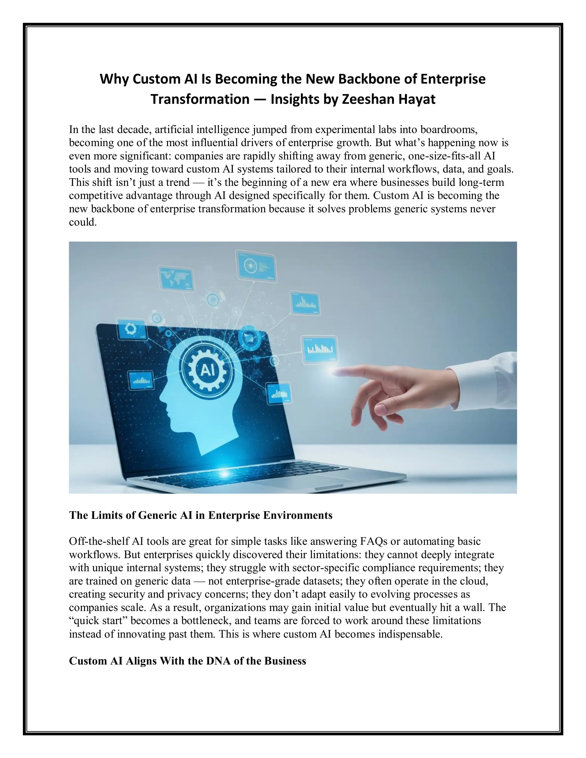 Why Custom AI Is Becoming the New Backbone of Enterprise Transformation ...
