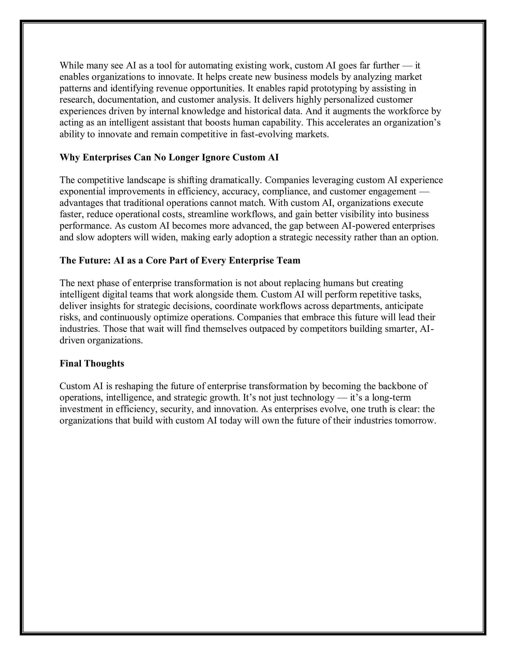 Why Custom AI Is Becoming the New Backbone of Enterprise Transformation ...