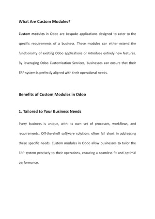 Why Custom Modules in Odoo Are a Game-Changer for Your Business | PDF