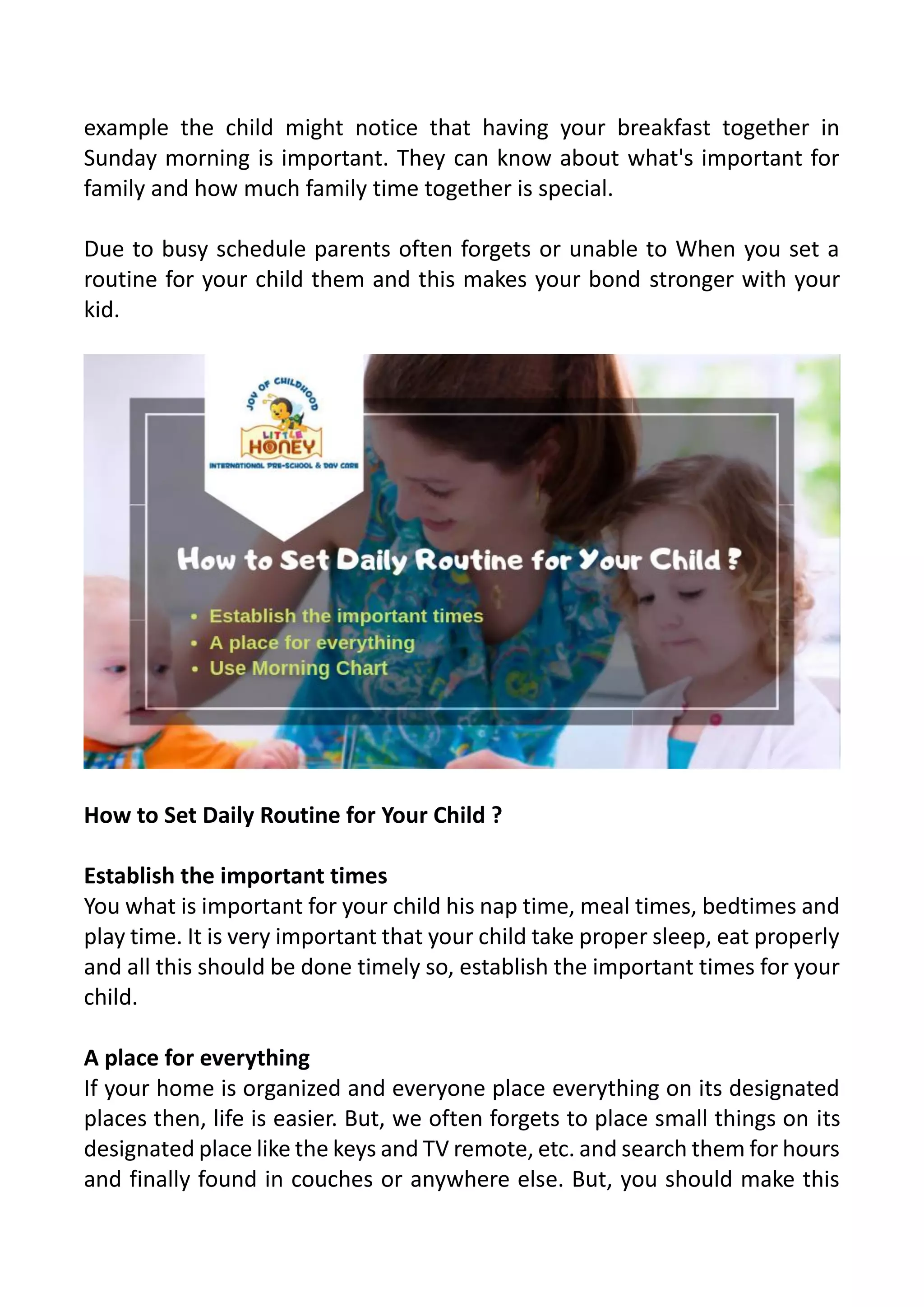 Why Daily Routine is Important for Your Child and How to Set One? | PDF