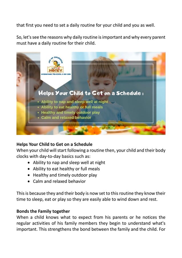 Why Daily Routine is Important for Your Child and How to Set One? | PDF