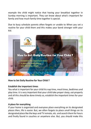 Why Daily Routine is Important for Your Child and How to Set One? | PDF