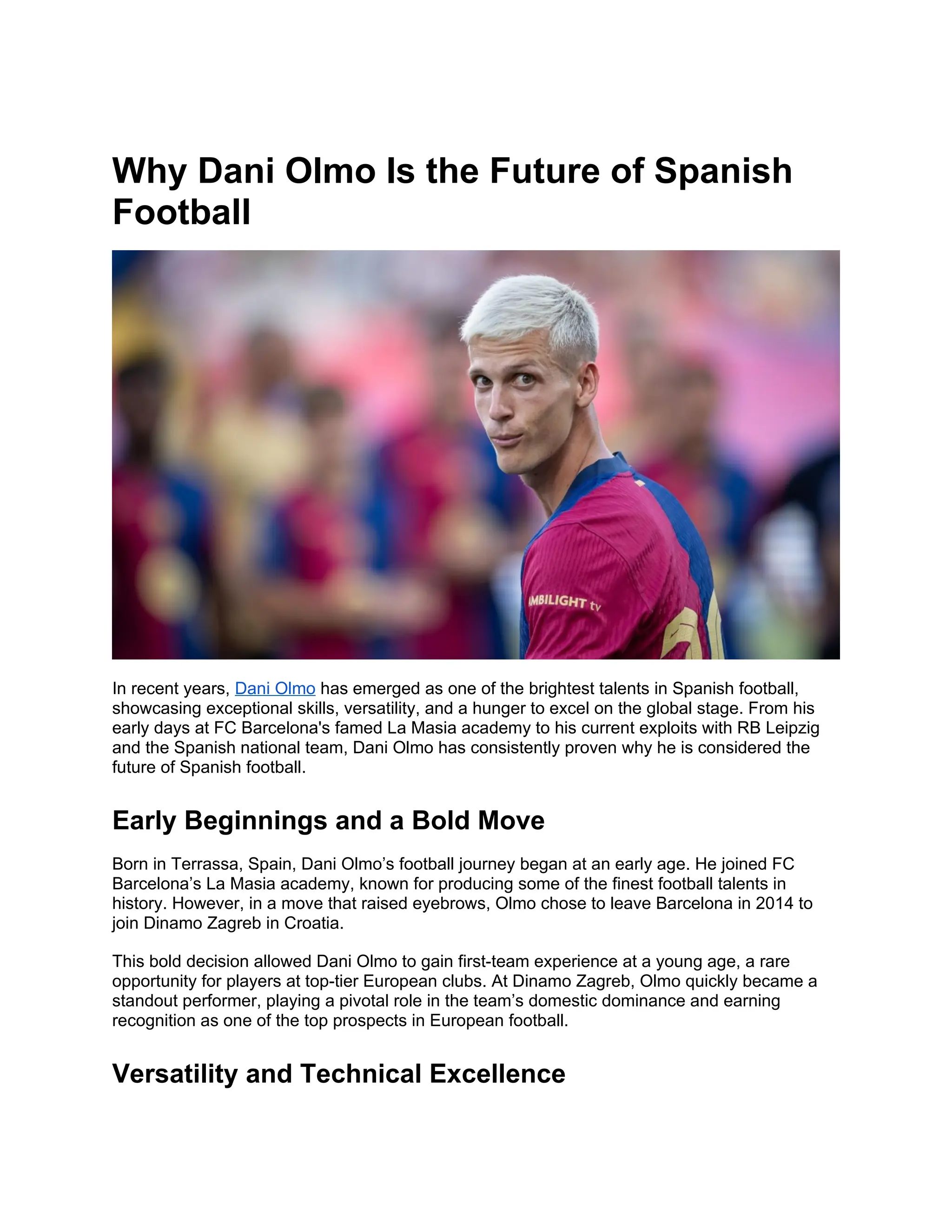 Why Dani Olmo Is the Future of Spanish Football | PDF