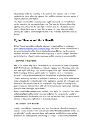 Why Did Dylan Thomas Use Villanelle.docx