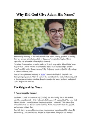 Why Did God Give Adam His Name .docx
