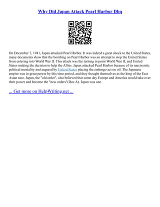Why Did Japan Attack Pearl Harbor Dbq | PDF