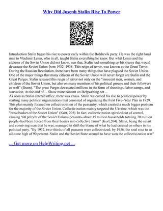 Why Did Joseph Stalin Rise To Power | PDF