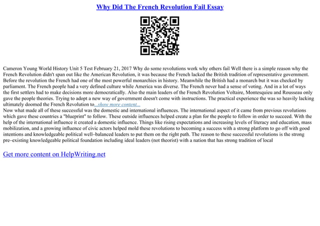 Why Did The French Revolution Fail Essay | PPT