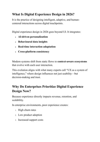 Digital Experience Design Principles for 2026 | PDF