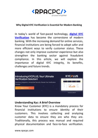Why Digital KYC Verification is Essential for Modern Banking.docx