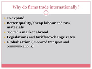 Why does a business seek international trade - Edexcel Business Studies ...