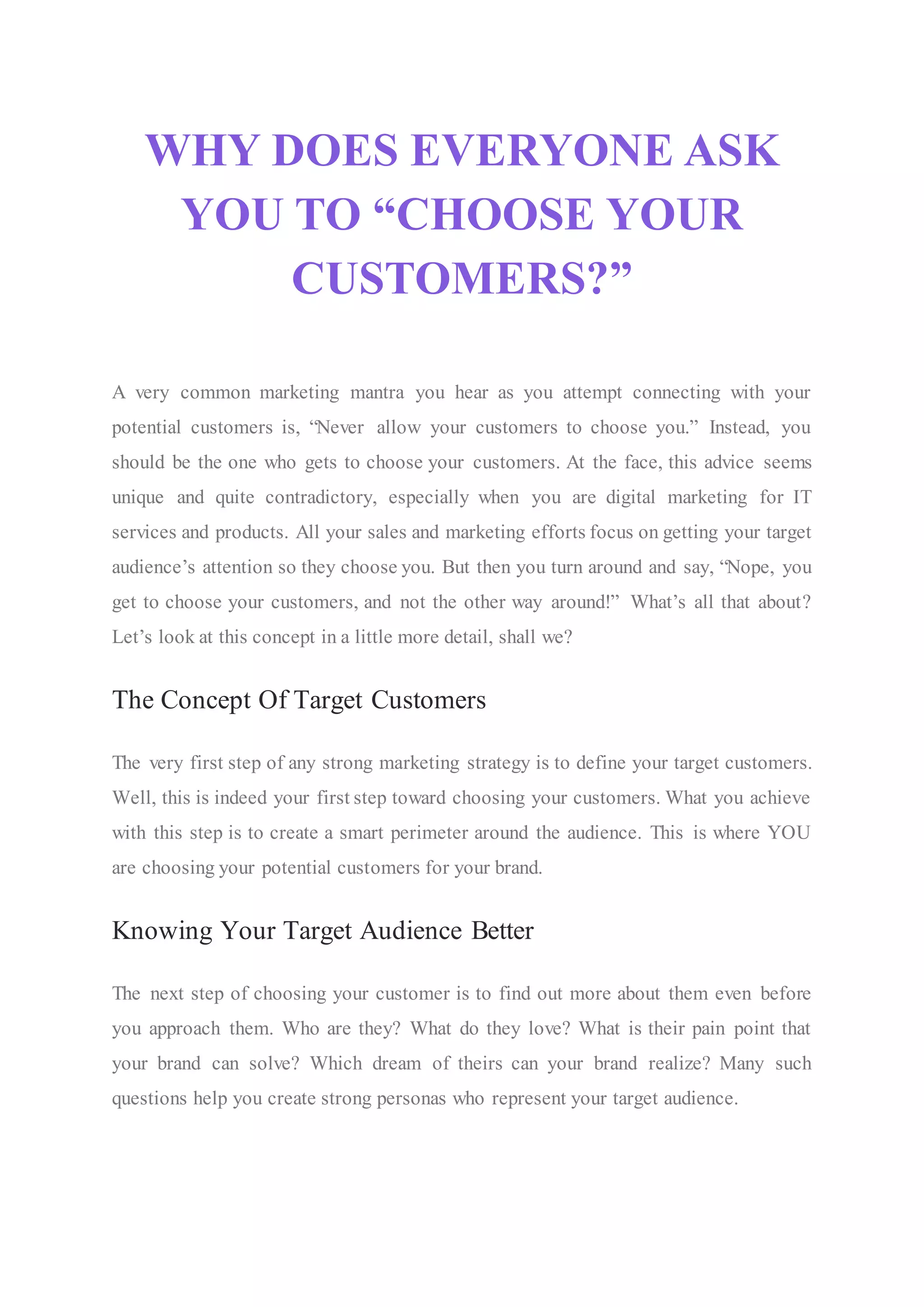how to choose your customers | PDF | Free Download