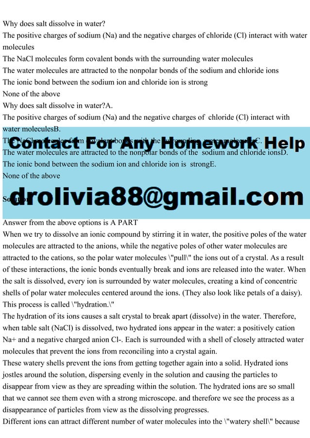 Why does salt dissolve in waterThe positive charges of sodium (Na.pdf