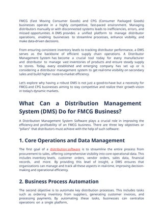 Why Do FMCG Businesses Need a Distribution Management System | PPTX