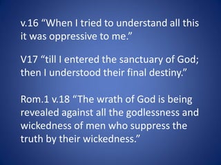 Why do good things happen to bad people (Psalm 73) | PDF