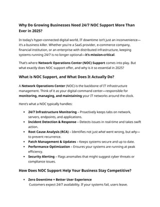Why Do Growing Businesses Need 24 7 NOC Support More Than Ever in 2025.docx