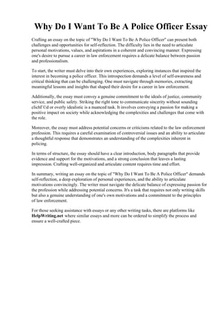 Why Do I Want To Be A Police Officer Essay | PDF