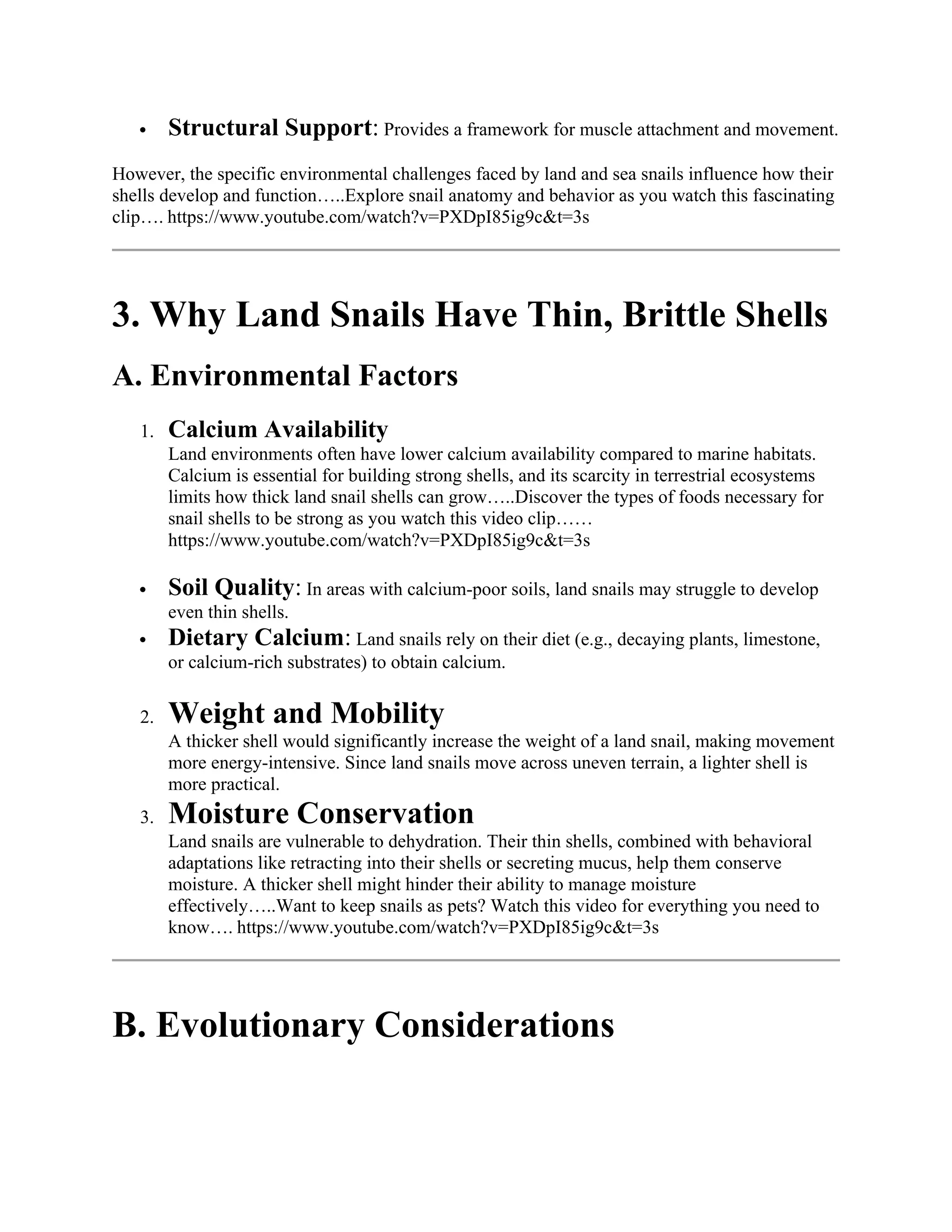 WHY DO LAND SNAILS HAVE THIN BRITTLE SHELLS AND SEA SNAILS HAVE THICK ...