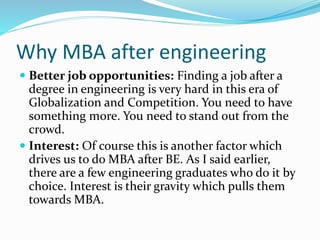 Why do mba after engineering | PPTX