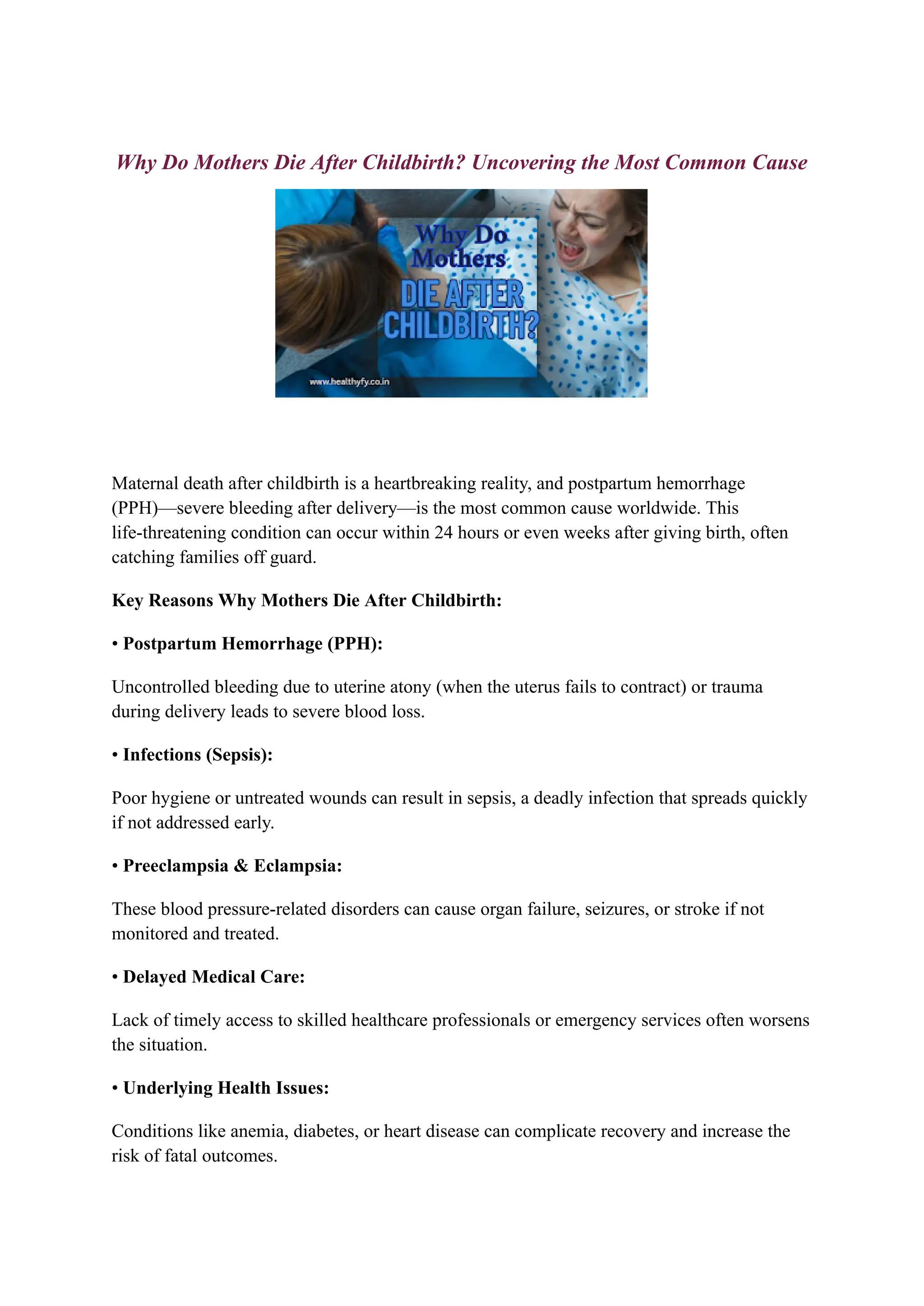 Why Do Mothers Die After Childbirth_ Uncovering the Most Common Cause | PDF