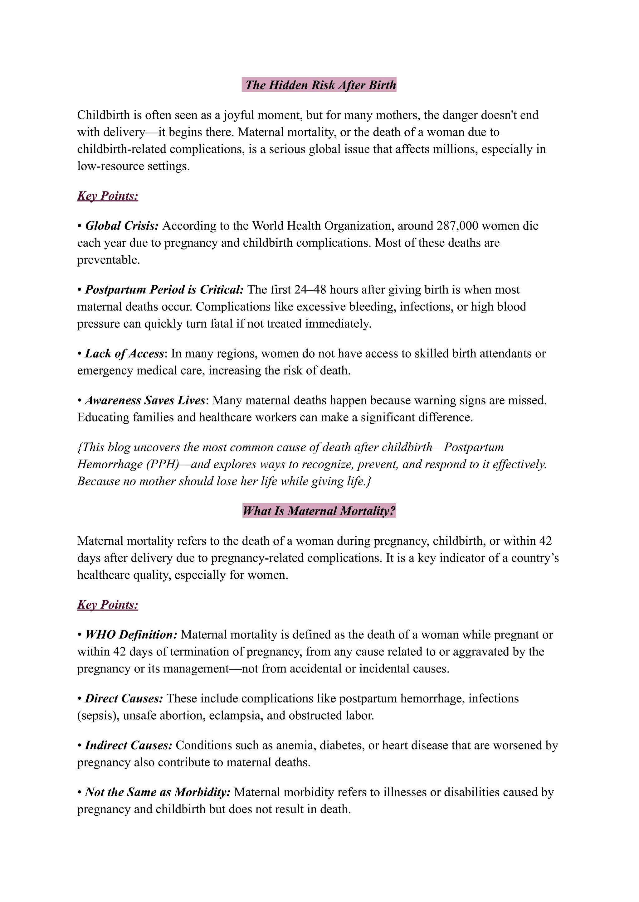 Why Do Mothers Die After Childbirth_ Uncovering the Most Common Cause | PDF